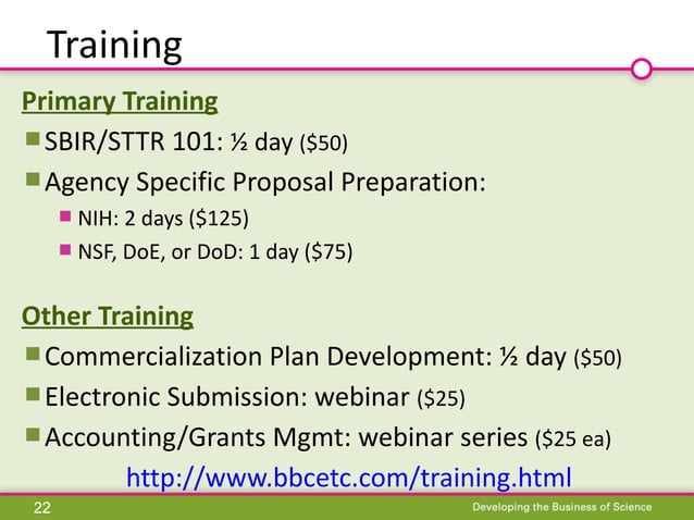 BBC's SBIR Introduction and MSF Program Overview | PPT