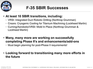 SBIR The F-35 Program Office Perspective | PPT | Technology & Computing
