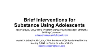 Brief Interventions for Substance Using Adolescents | PPT
