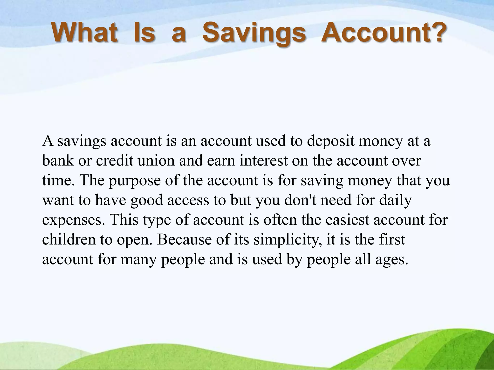 SBI Saving Account (Types & It's Features) | PPTX