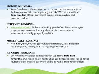 SBI Saving Account (Types & It's Features) | PPTX