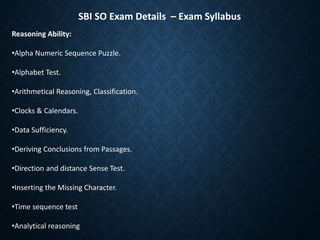 Sbi so exam details | PPTX