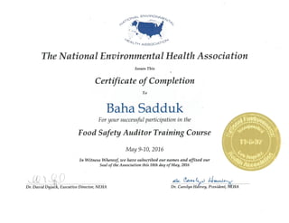 Food Safety Auditor Training Certificate | PPT