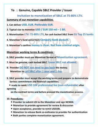 SBLC Monetization OpuFund-Malaysia | PDF