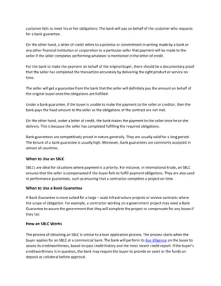 SBLC vs. Bank Guarantee: Key Differences & Uses | PDF