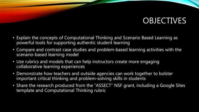 Scenario Based Learning Workshop | PPT