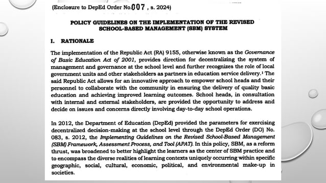 DEPED school-based management updates 2024 | PPTX