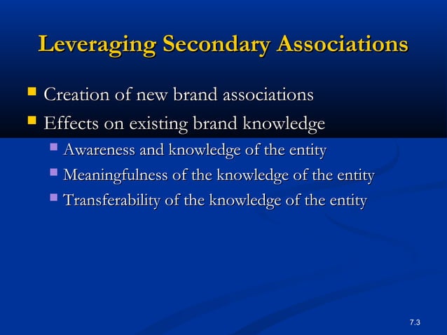 LEVERAGING SECONDARY BRAND KNOWLEDGE TO BUILD BRAND EQUITY | PPT