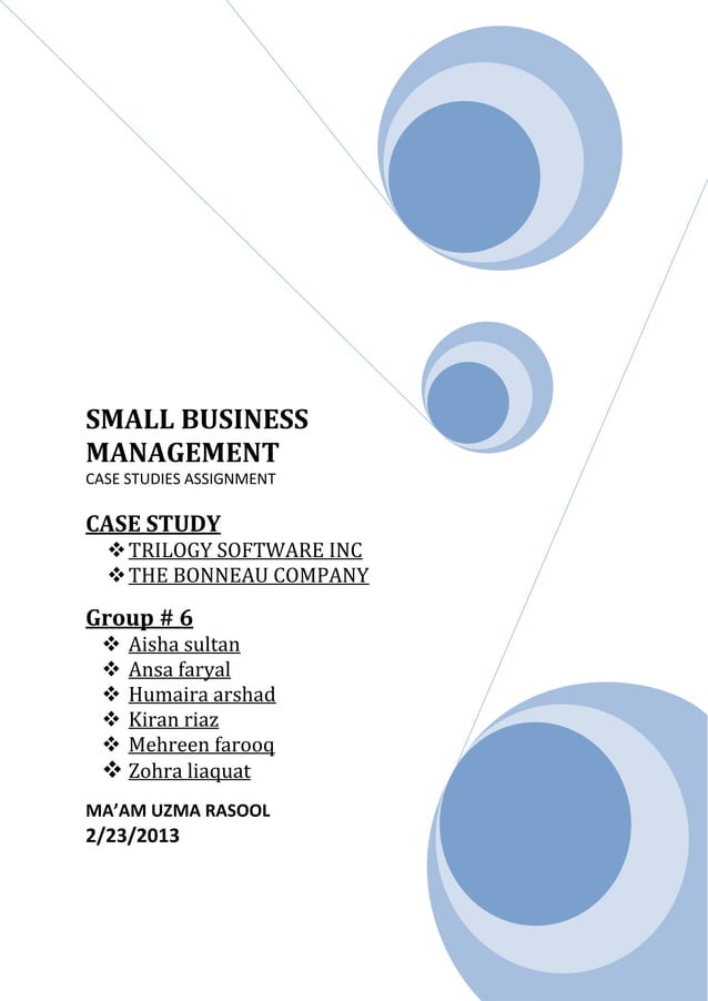 CASE STUDY ON TRILOGY SOFTWARE INC AND THE BONNEAU COMPANY | DOCX