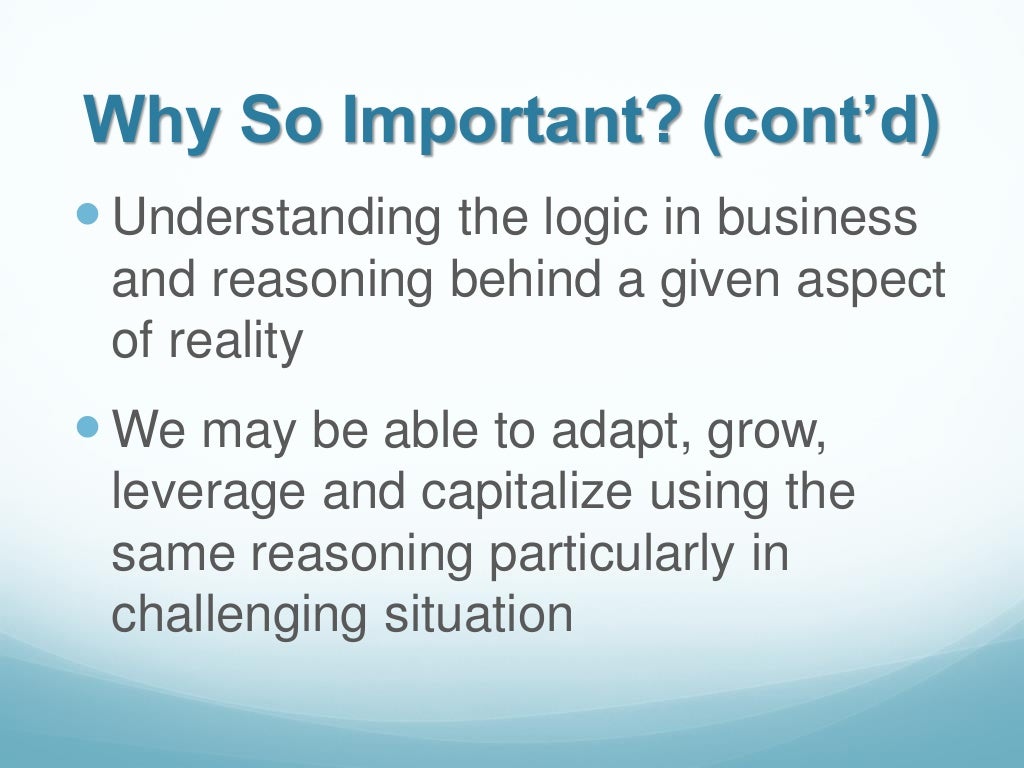 The Importance Of Logic In Business The Importance Of Logic In Business