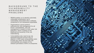 Software Bill of Materials and the Vulnerability Exploitability eXchange | PPT