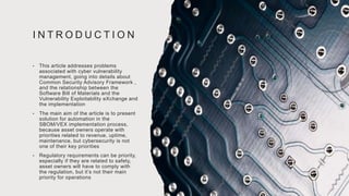 Software Bill of Materials and the Vulnerability Exploitability eXchange | PPT