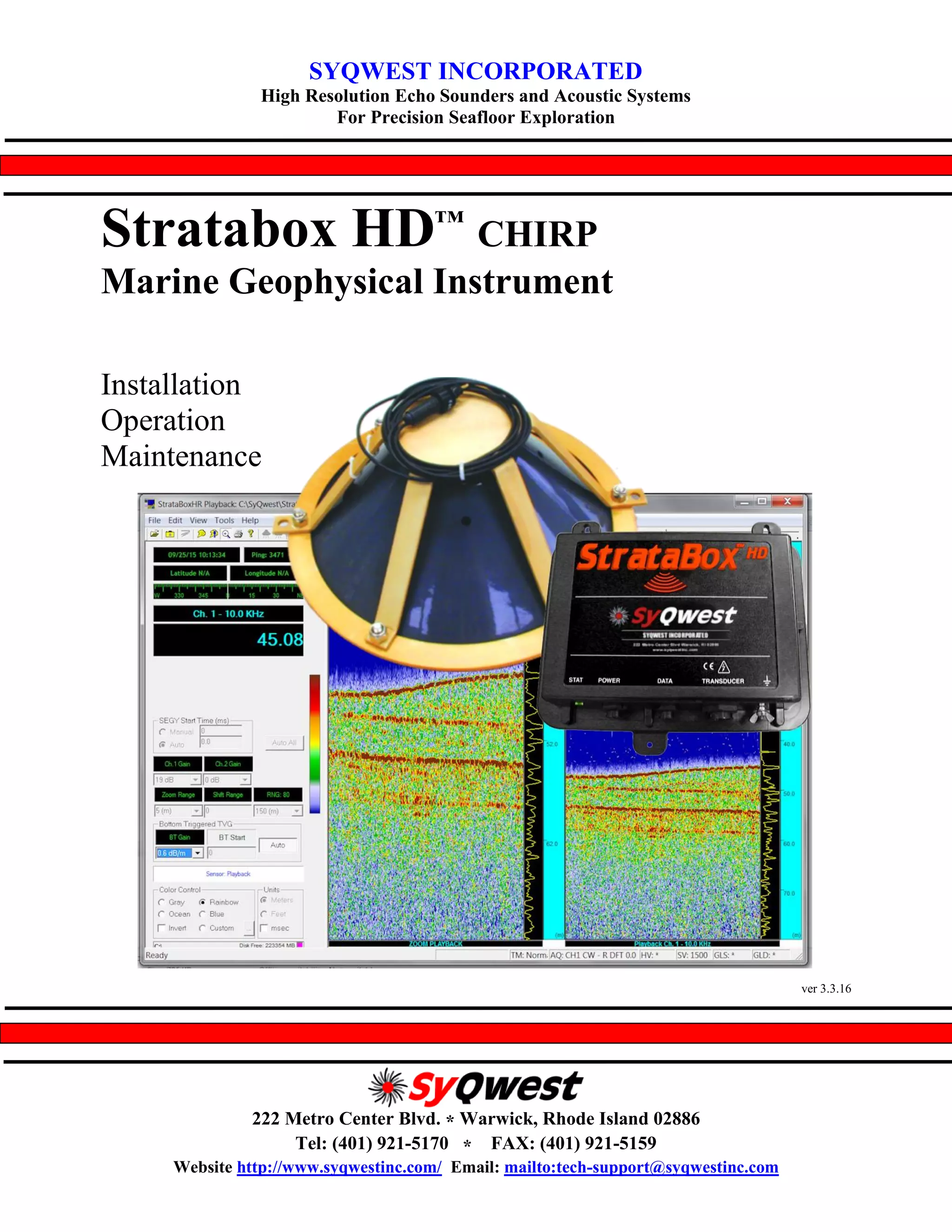 Stratabox HD™ CHIRP Marine Geophysical Instrument Manual | PDF
