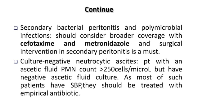 spontaneous bacterial peritonitis.pptx | Infectious Diseases | Diseases and Conditions