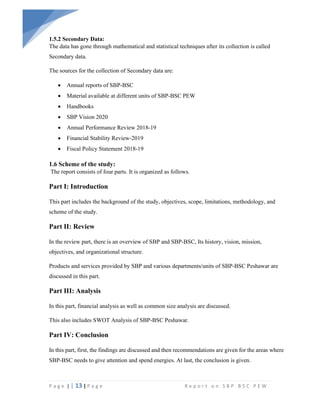 State Bank of Pakistan SBP BSC Peshawar Internship report 2020 | PDF
