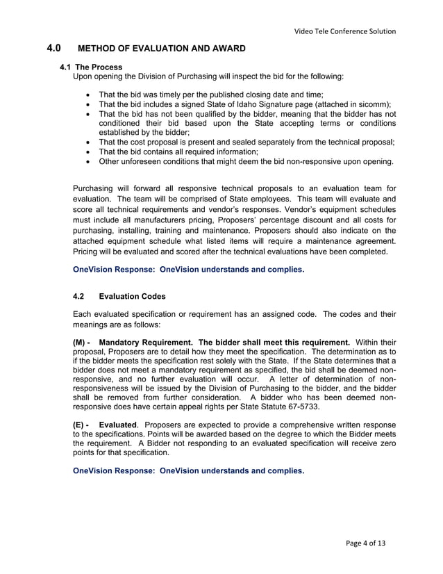 SBPO1306-One Vision Solutions-Video Conferencing Endpoint VTC ... | PDF