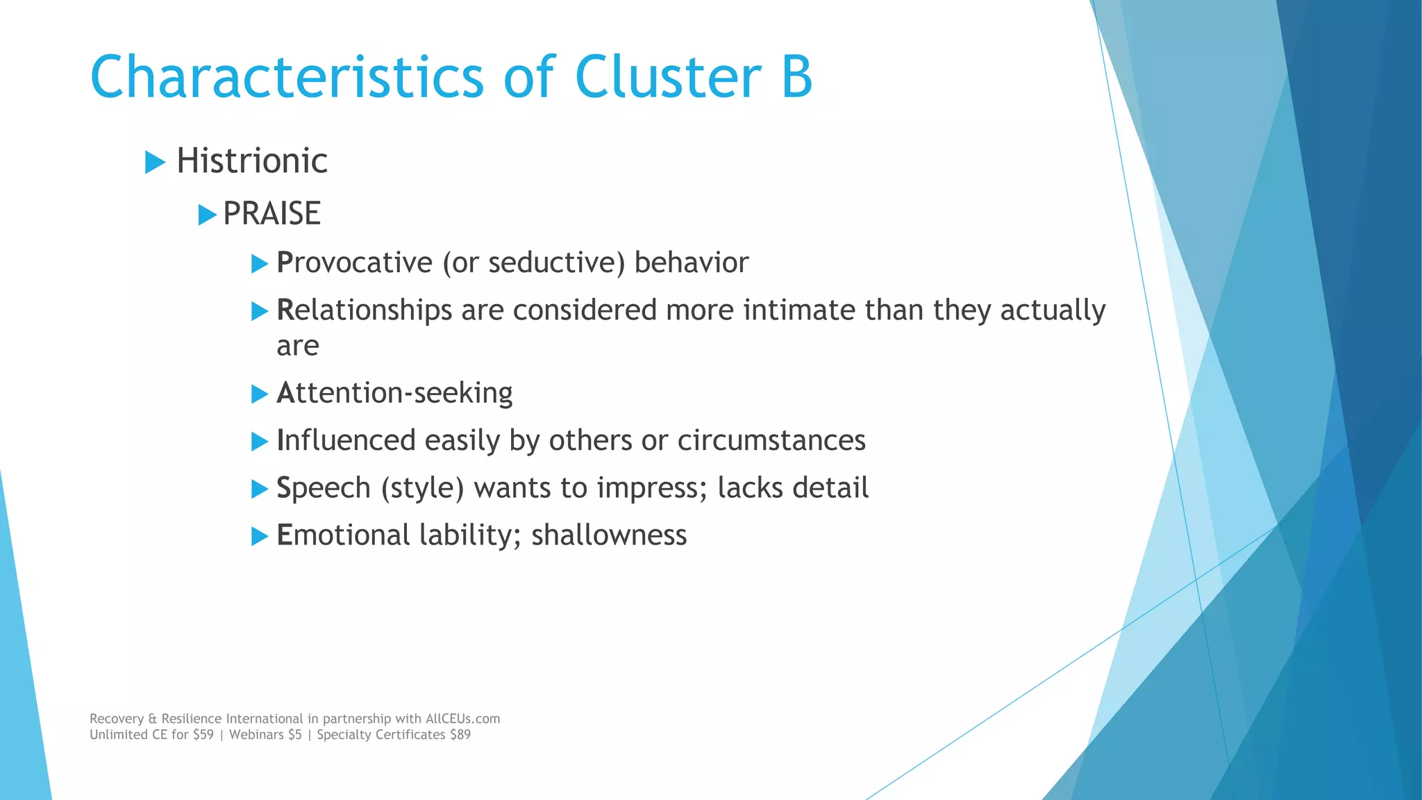 Addressing Cluster B Personality Disorders in Treatment | PPTX | Mental ...