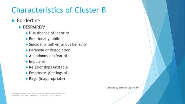 Addressing Cluster B Personality Disorders in Treatment | PPTX | Mental ...