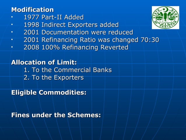 Sbp’s export refinanceschemes | PPT | Business Accounting & Finance ...