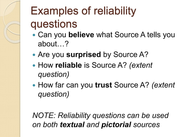 SBQ Skills - Reliability | PPT