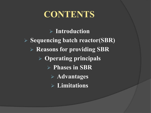 Sequencing batch reactor ppt | PPTX | Chemistry | Science