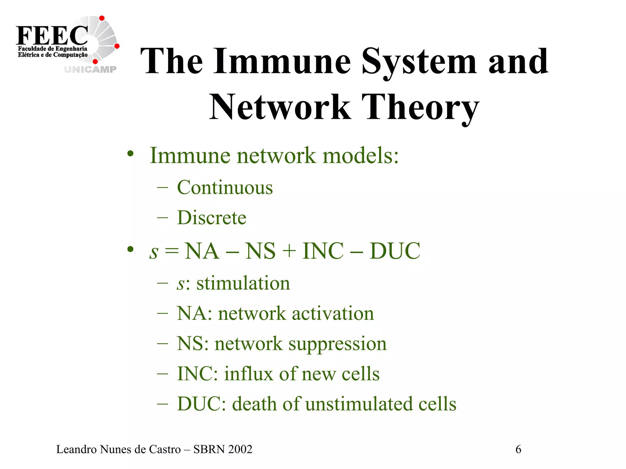2002: Comparing Immune and Neural Networks | PPT