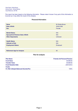 Pension Analysis Report | PDF | Business Accounting & Finance | Business