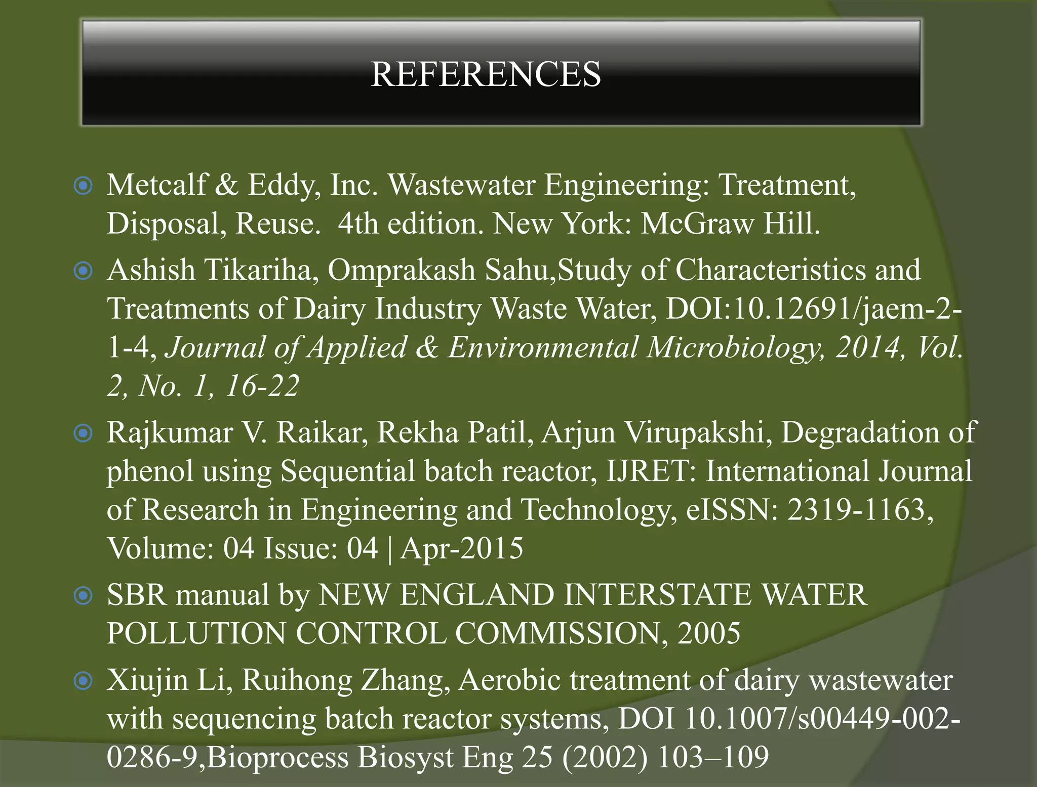 Sequential batch reactor (SBR) | PPTX