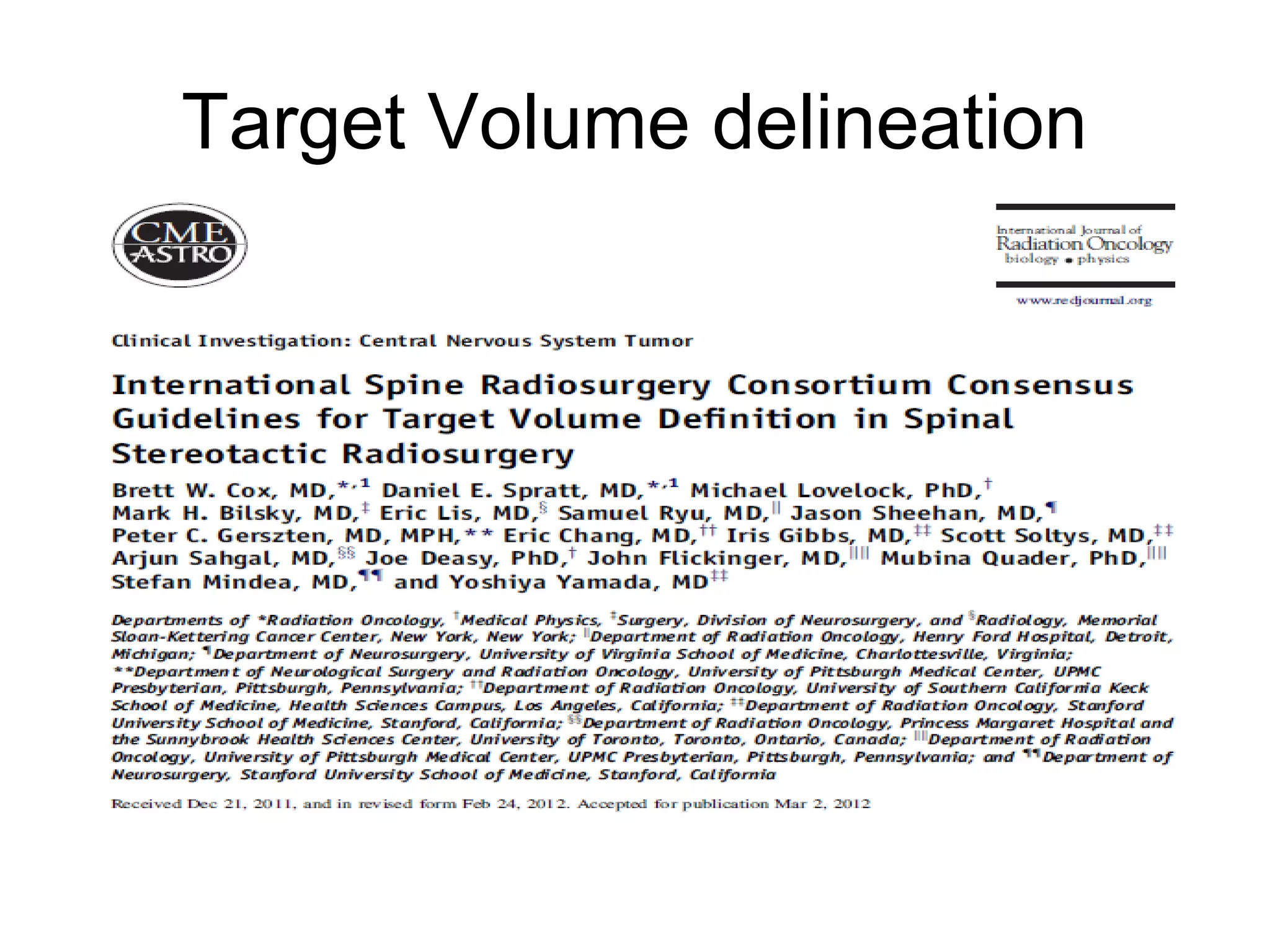 SBRT Contouring Guidelines | PPT