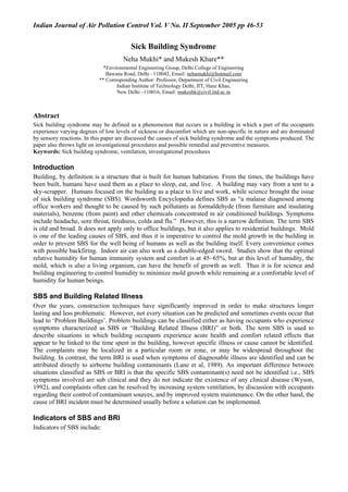 Sick Building Syndrome - Neha Mukhi | PDF