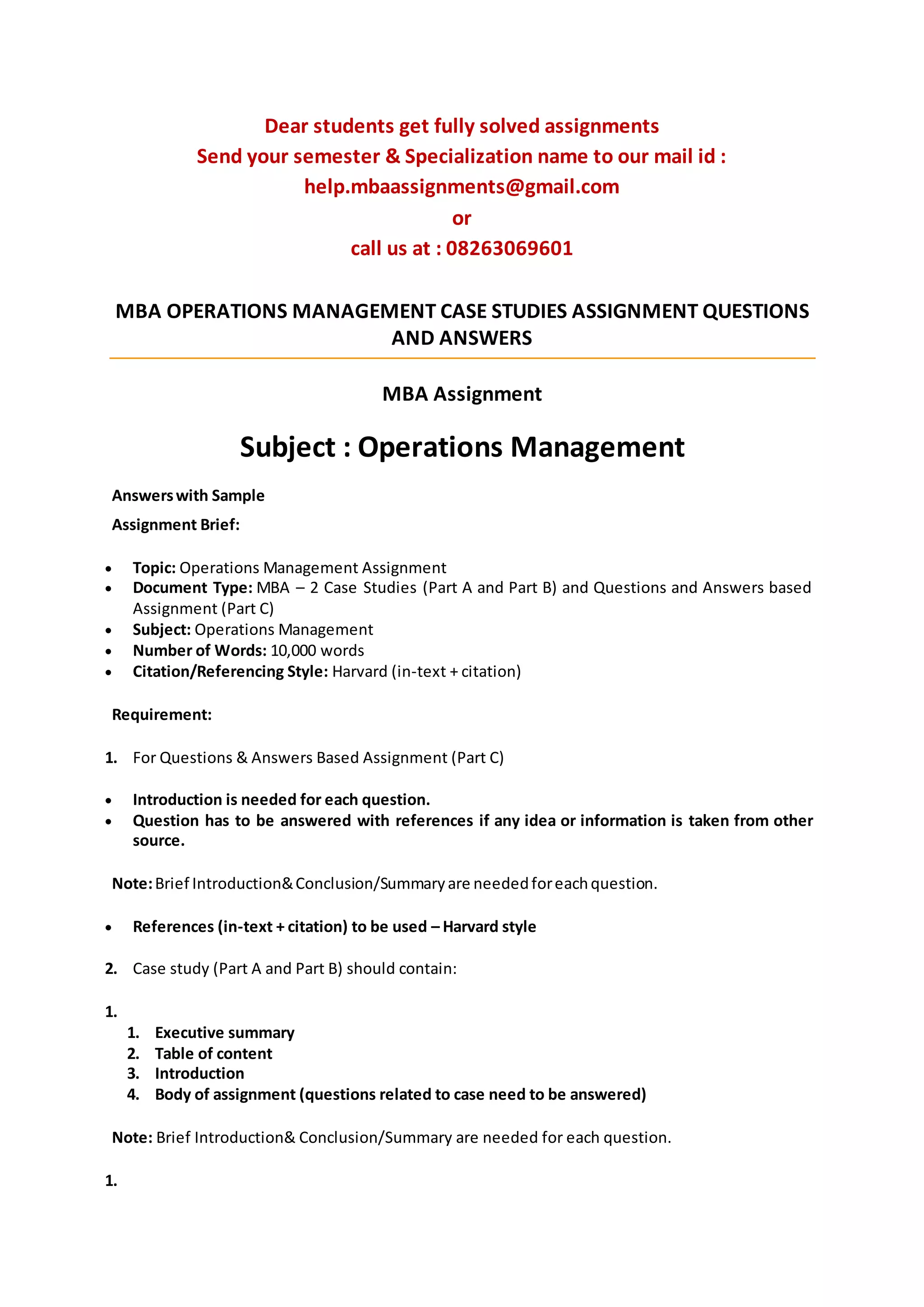 Sbs operations management | DOCX