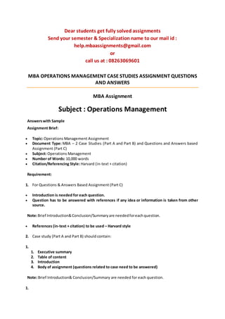 Sbs operations management | PDF