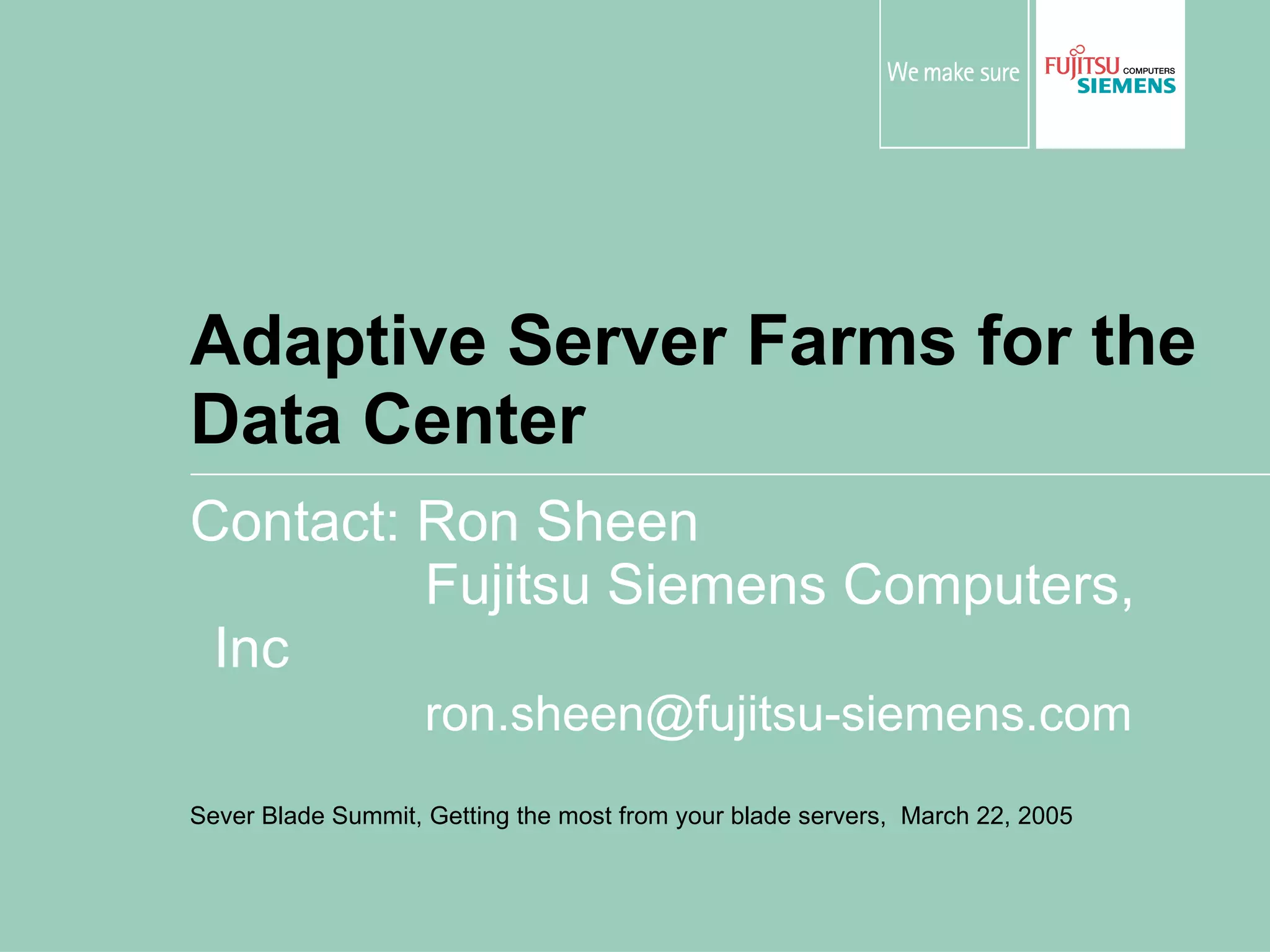 Adaptive Server Farms for the Data Center | PPT