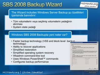 Windows Small Business Server 2008 Yedekleme Yönetimi ve Disaster ...