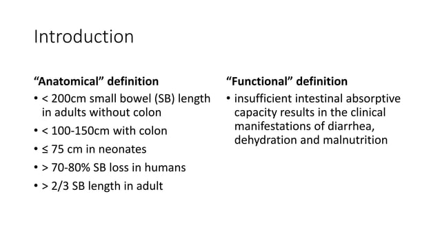 Discuss the Pathology and Management of Short Bowel Syndrome ...
