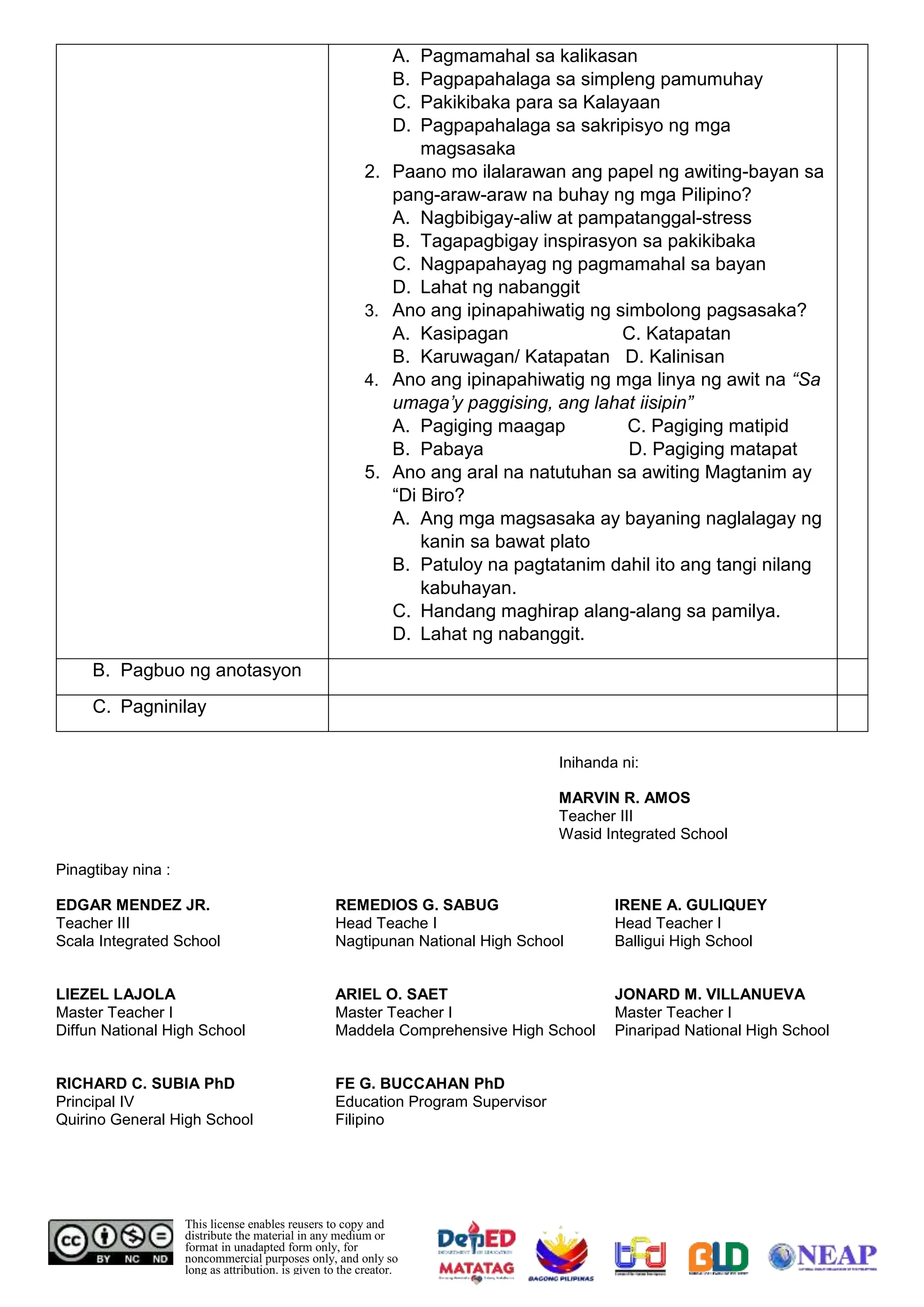 SBTT PAKITANG TURO.docx sa filipino ikapitong baitang | DOCX