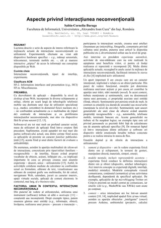 Sabin Buraga et al. -- "Interactiune neconventionala" (workshop RoCHI 2009) | PDF