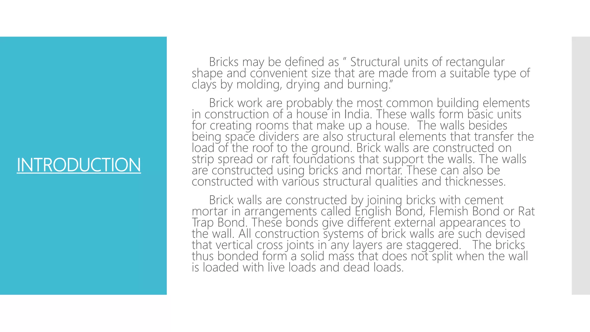 Specification for different classes of Brickworks | PPTX