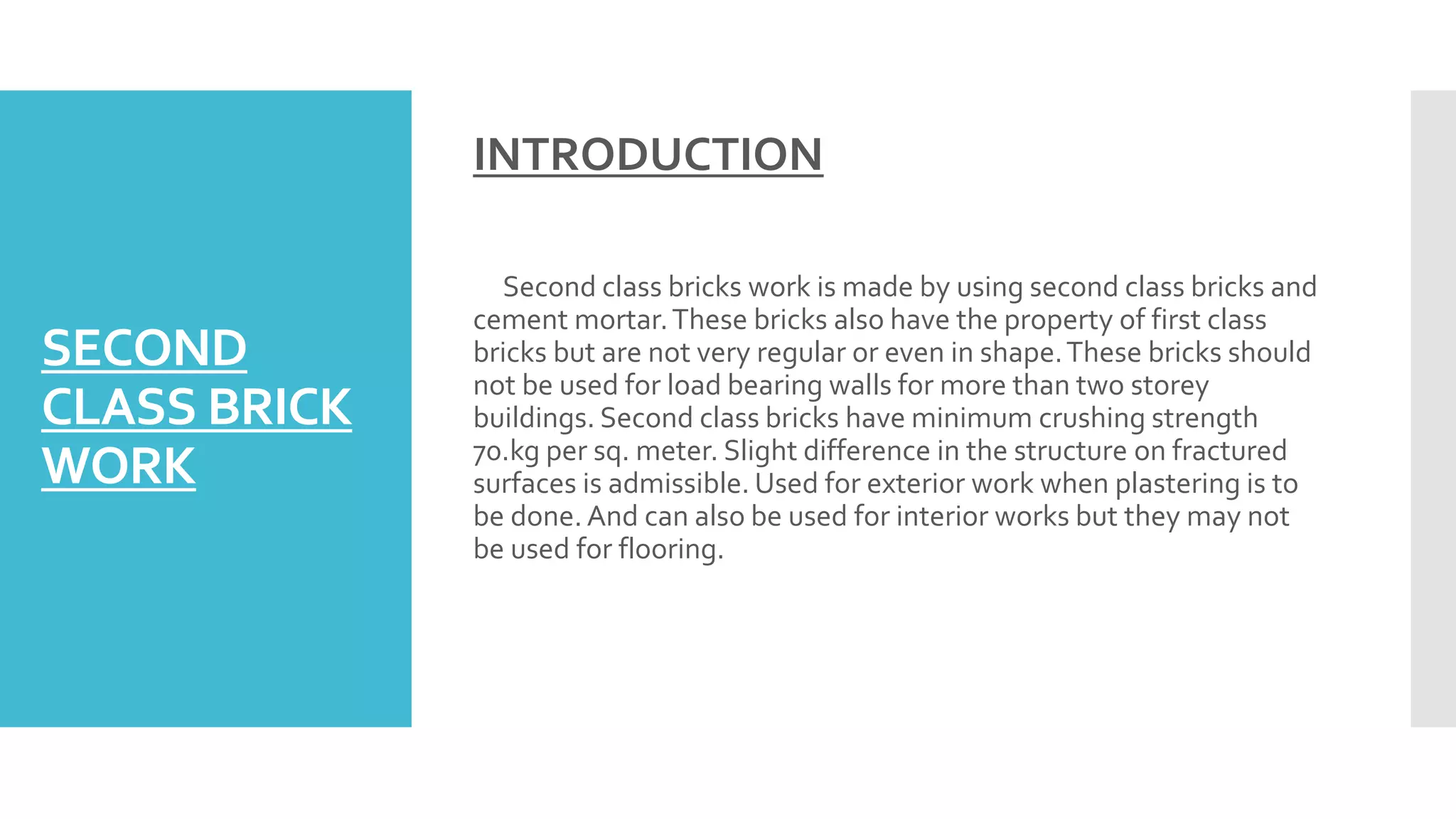 Specification for different classes of Brickworks | PPTX