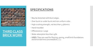 Specification for different classes of Brickworks | PPTX