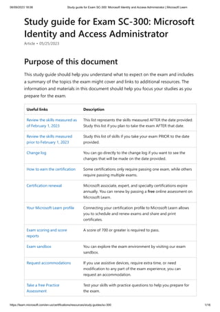 Study guide for Exam SC-300: Microsoft Identity and Access Administrator | PDF