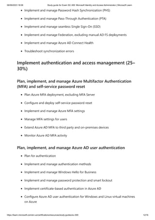 Study guide for Exam SC-300: Microsoft Identity and Access ...