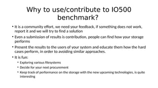 Experience using the IO-500 | PDF