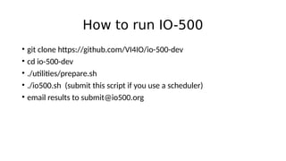 Experience using the IO-500 | PDF