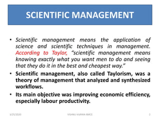 SCIENTIFIC MANAGEMENT | PPT