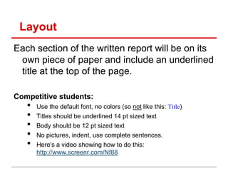 Sc. fair written report (part i) | PPTX