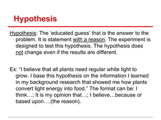 Sc. fair written report (part i) | PPTX