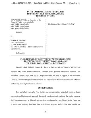 Memo In Support Of Motion To Amend And Add Defendants | PDF