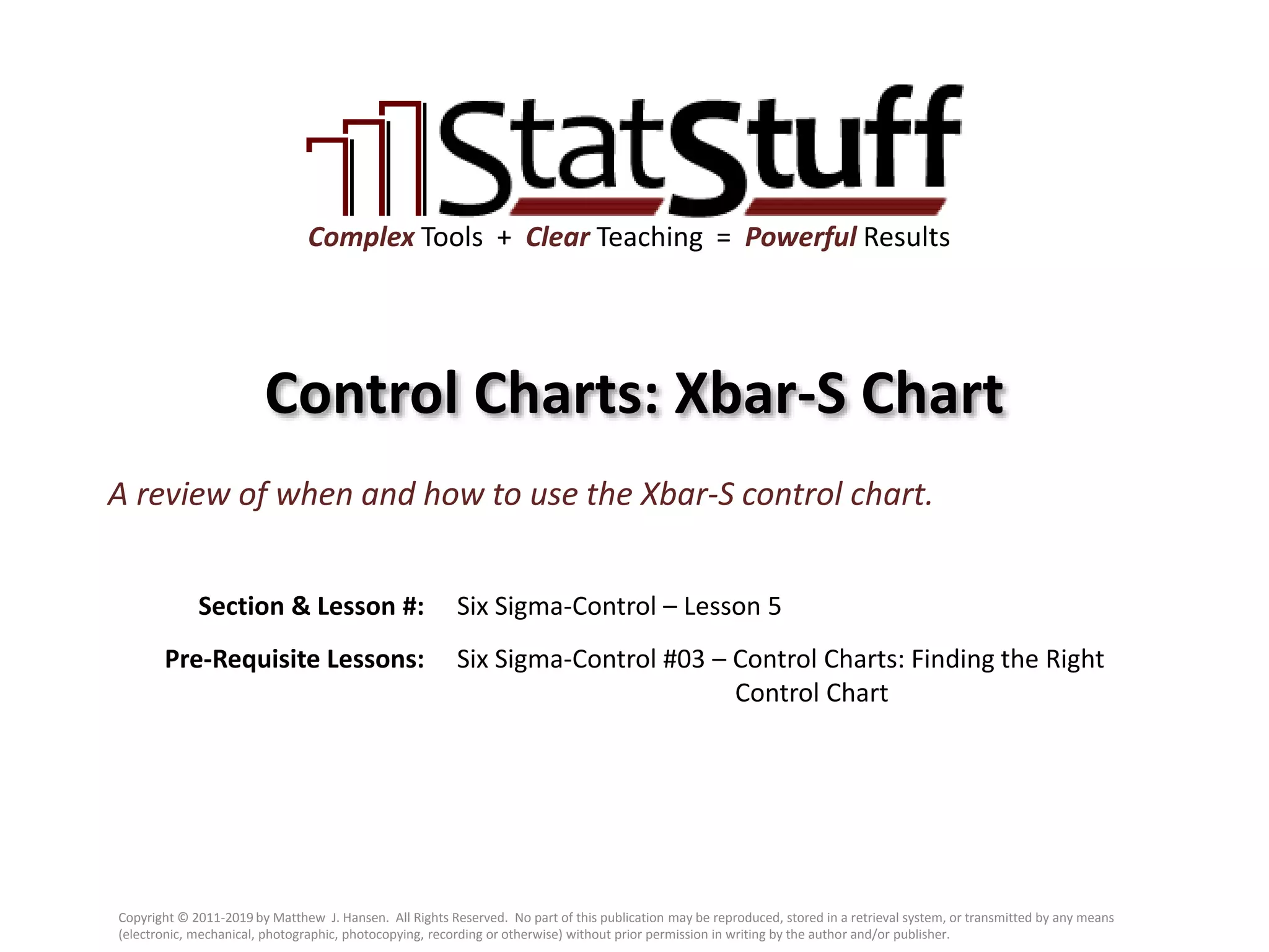 Control Charts: Xbar-S Chart | PPTX