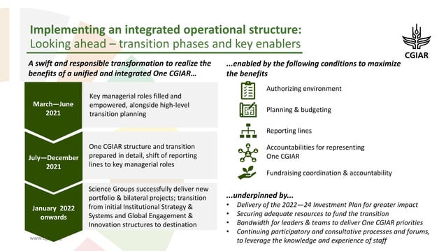 Progress towards One CGIAR | PPT